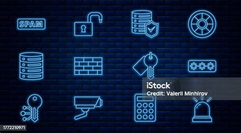 회선 모션 센서 암호 보호 방패가 있는 서버 방화벽 보안 벽 서버 데이터 웹 호스팅 스팸 표시된 키 및 자물쇠 아이콘 열기를