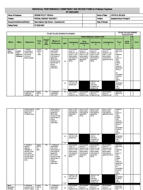Ipcrf For Proficient Teachers Sy 2023 2024 Pdf Learning Behavior