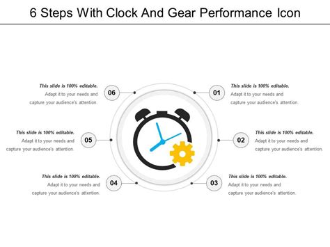 6 Steps With Clock And Gear Performance Icon PowerPoint Slide Templates Download PPT