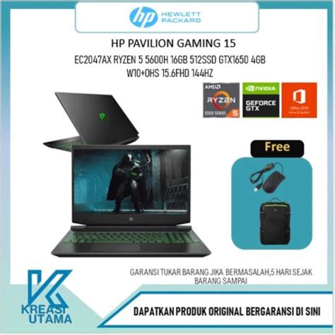 Jual Hp Pavilion Gaming Ec Ax Ryzen H Gb Ssd Gtx Gb W Ohs Fhd Hz