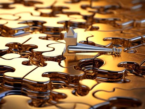 set of gold puzzles with a key the concept of solving different