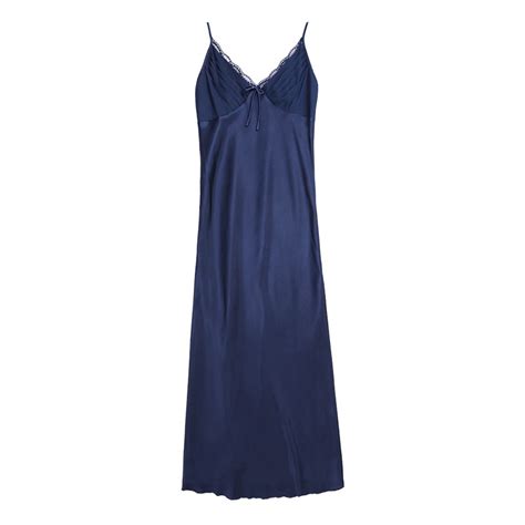 Women Long Sexy Nightwear Satin Sleepwear Silk Spaghetti Strap