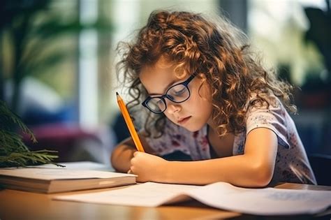 Premium Ai Image Girl Doing Math Homework