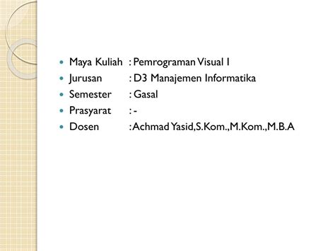 Ppt Pemrograman Visual Powerpoint Presentation Free Download Id