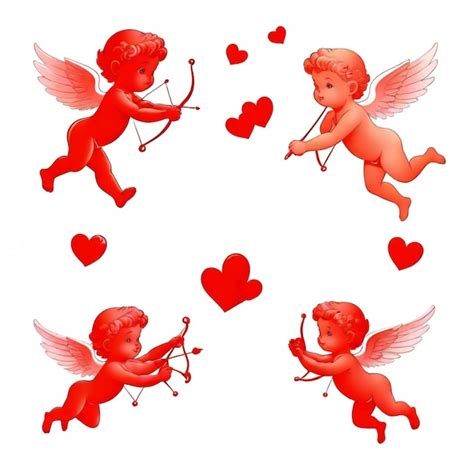 Red Angels With Hearts And Arrows In The Middle Premium Ai Generated
