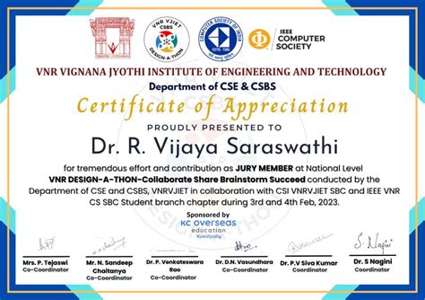 Privileged To Be Part Of Vnr Design A Thon As A Jury Member Drvijaya Saraswathi R