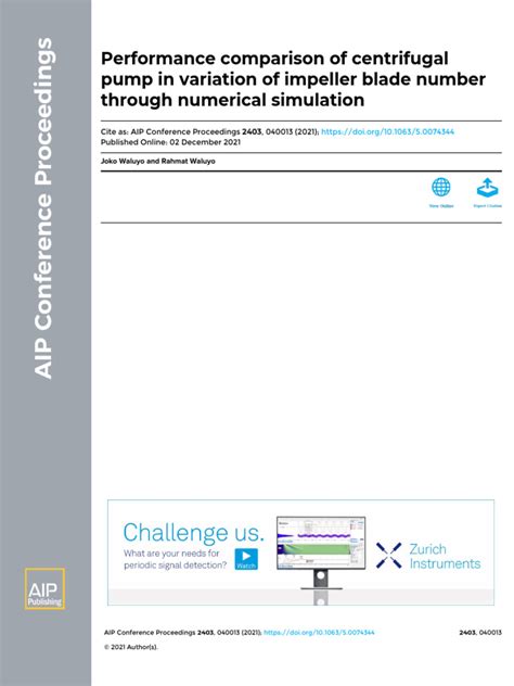 Performance Comparison Of Centrifugal Pump In Variation Of Impeller Blade Number Through