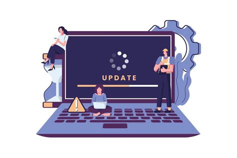 Tiny Programmers Upgrading Operating System Flat Style Illustration