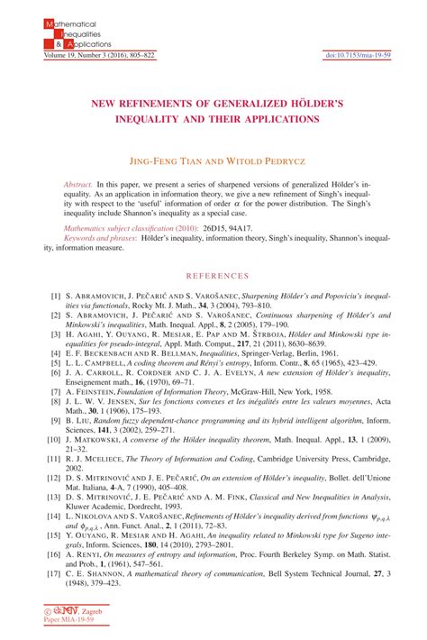 Pdf New Refinements Of Generalized Hölders Inequality And Their
