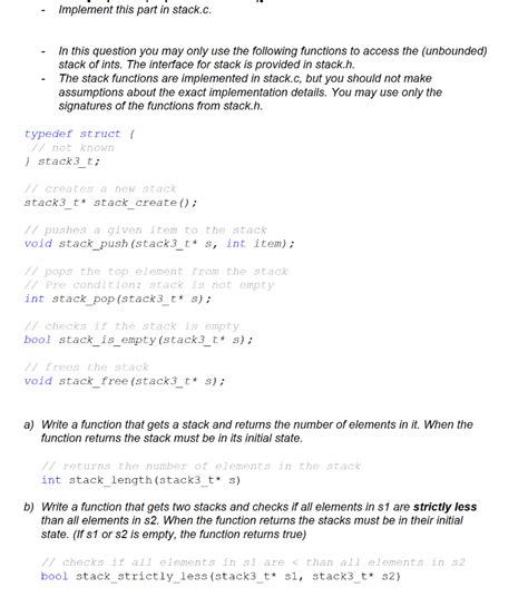 solved implement this part in stack c in this question you