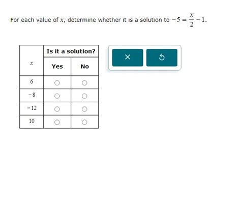 For Each Value Of X Determine Whether It Is A Solution To 5 X2 1