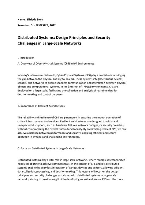 Distributed Systems Design Principles And Security Challenges In Large Scale Networks