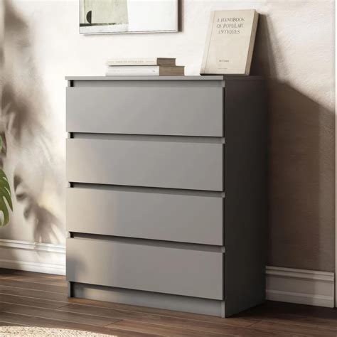 ᐉ Комод на 4 шухляди без ручок Ft 215 800x400x1000 мм Антрацит • Краща ціна в Києві Україні