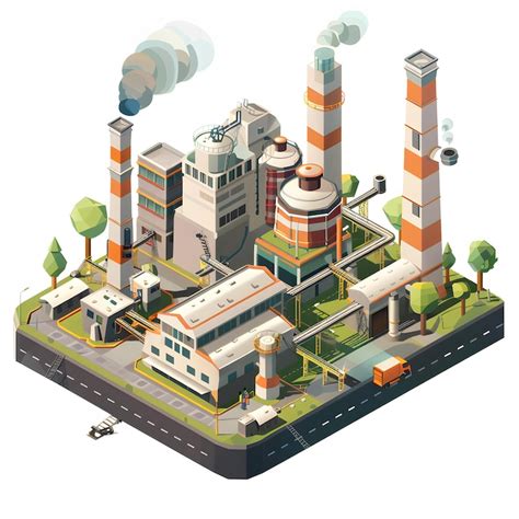 Smart Factory And Production Line Isolated On White Background Premium Ai Generated Image