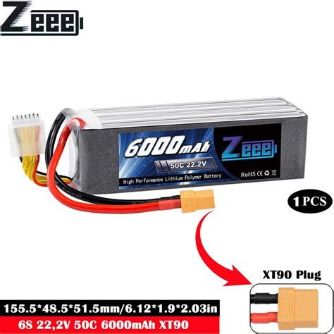 Zeee 6s 222v Lipo Battery Xt90 6000mah 50c Soft Case For Rc Car Uav Rc