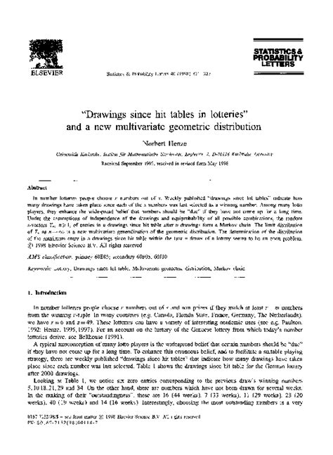 pdf “drawings since hit tables in lotteries” and a new multivariate