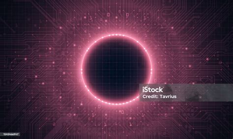 디지털 전기 회로 서클 배경입니다 짙은 파란색 배경에 있는 이미지 전기 회로입니다 하이테크 회로 기판 연결 시스템 개념입니다