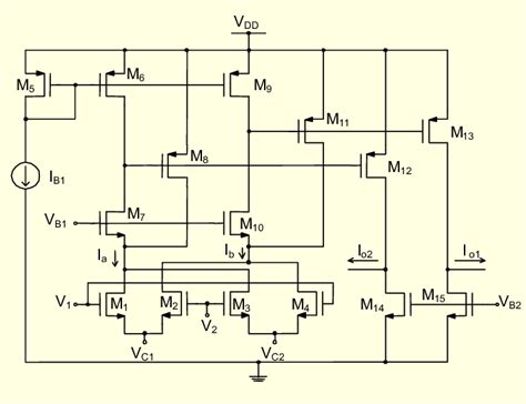 the cmos circuit of the proposed fully differential transconductor