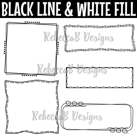 Text Box Border Frames Clip Art Set Doodle Frames Clip Art Text Box Clip Art Clipart Frames