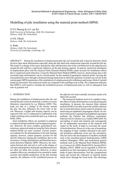Pdf Modelling Of Pile Installation Using The Material Point Method Mpm