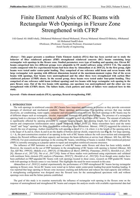 Pdf Finite Element Analysis Of Rc Beams With Rectangular Web Openings In Flexure Zone