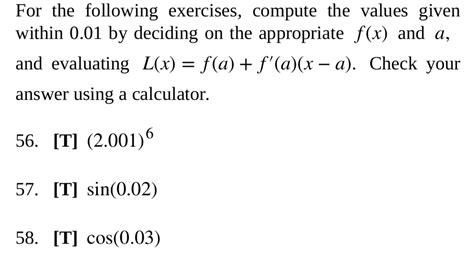 solved for the following exercises compute the values given