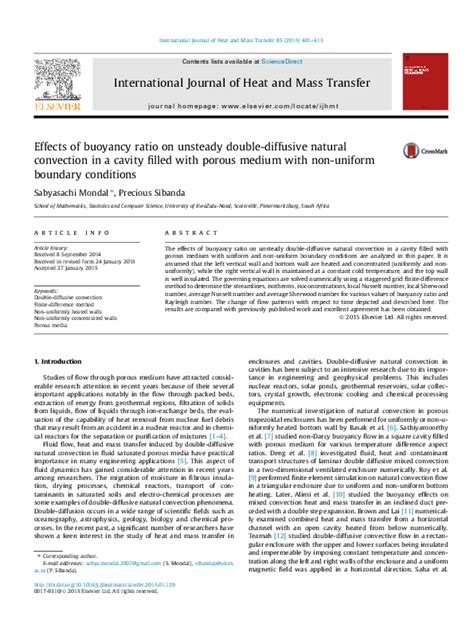 Pdf Effects Of Buoyancy Ratio On Unsteady Double Diffusive Natural Convection In A Cavity