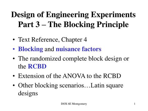 PPT Design Of Engineering Experiments Part The Blocking Principle PowerPoint Presentation