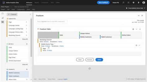 use the freeform table builder in analysis workspace adobe analytics