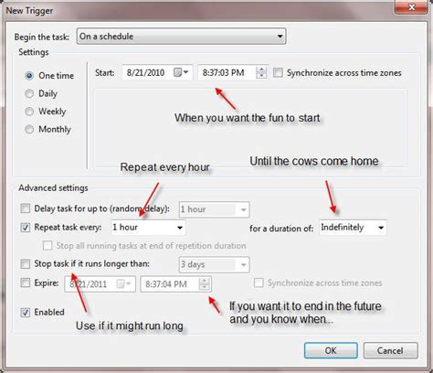 Windows 7 Task Scheduler Advanced Settings Unclear Super User