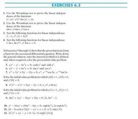 solved 1 use the wronskian test to prove the linear