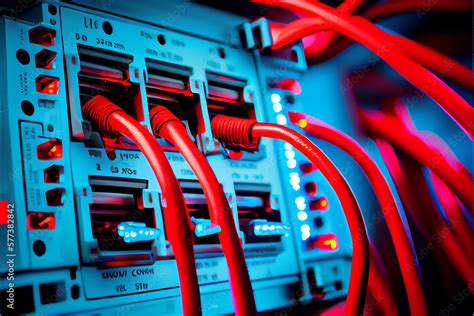 Network Server Room Cables On Network Switches Background Data Center Cabling Infrastructure