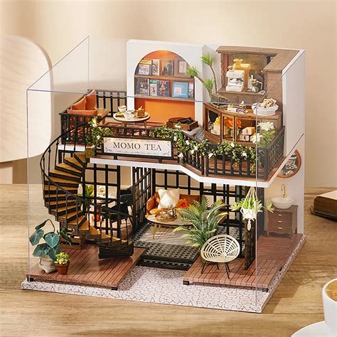 미니 Diy 키트 3d 인형 집 조립 및 Led 조명 포함 목재 미니어처 가구와 카사 인형 집 장난감 만들기용 핸드폰닷컴