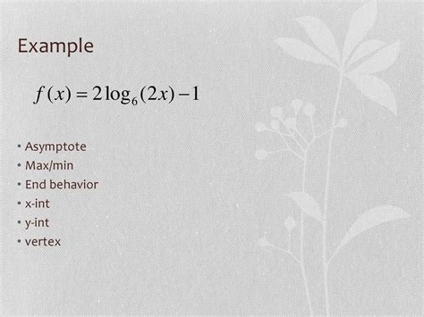 asymptotes max min end behavior x and y intercepts vertex ppt