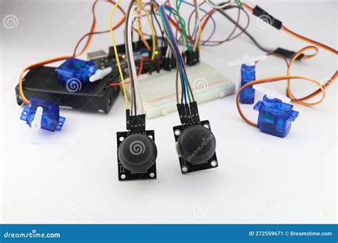 Joystick Modules Control The Micro Servos Circuit Made On A Breadboard