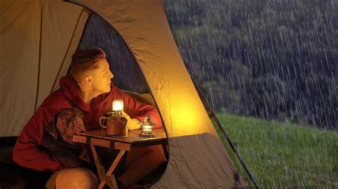 SOLO CAMPING in heavy RAIN with my DOG [ relaxing in the tent, cosy night, ASMR ] - YouTube