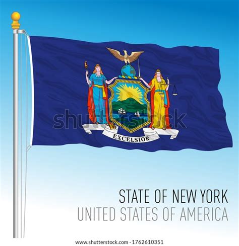 State New York Official Flag United Immagine Vettoriale Stock Royalty