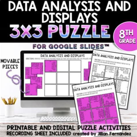 Data Analysis And Displays Printable And Digital 3x3 Puzzle Grade 8