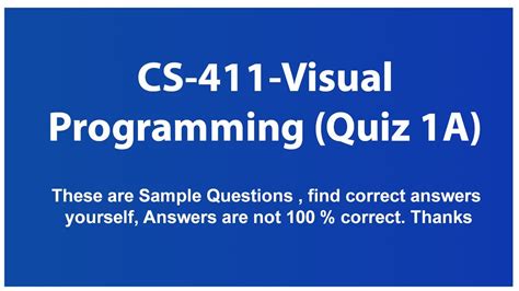 Cs 411 Visual Programming Quiz 1 A Virtual University Danish Kada
