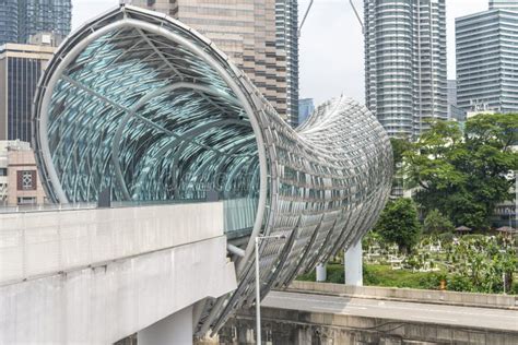 Saloma Link Pedestrian Bridge Beautiful Example Of Modern Architecture With Kl City Backdrop