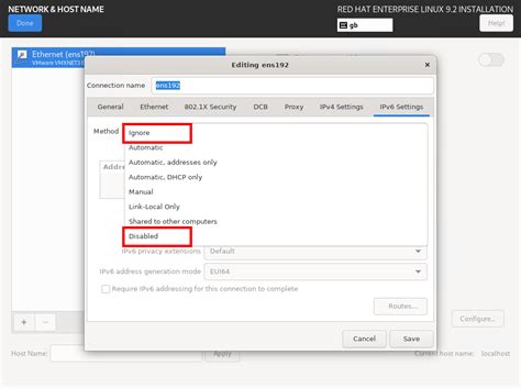 Redhat What Is The Difference Between Ignore And Disabled Of Network Setup During RHEL