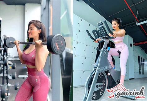 Gái đẹp phòng gym với vòng siêu khủng