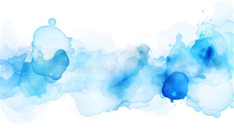 Light Blue Watercolor Blobs On White Background Artistic Presentation Background Stock