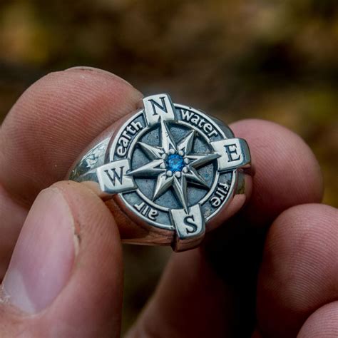 Compass Ring Silver Blue 6 Viking Workshop Touch Of Modern