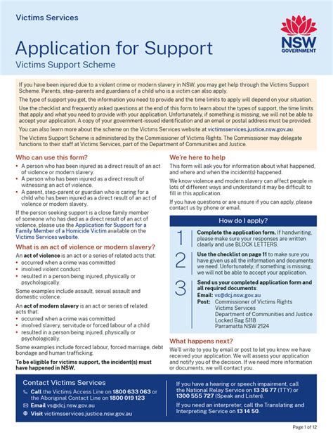 Nsw Victims Support Application Guide Pdf Identity Document Tax Refund