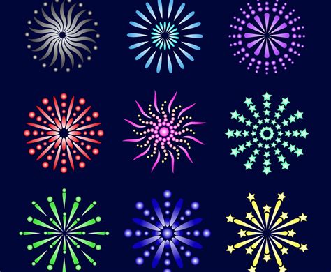 Set Of Firework Icons Freevectors Set Of Firework Icons Freevectors