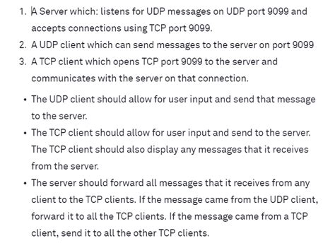 1 A Server Which Listens For Udp Messages On Udp