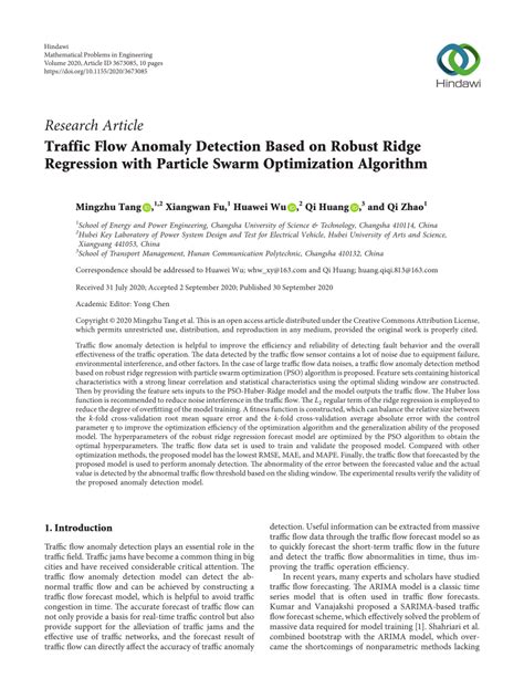 pdf traffic flow anomaly detection based on robust ridge regression