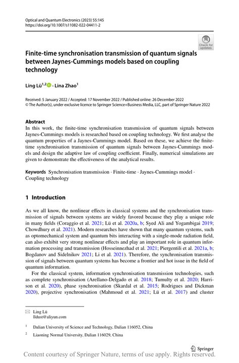 Finite Time Synchronisation Transmission Of Quantum Signals Between Jaynes Cummings Models Based