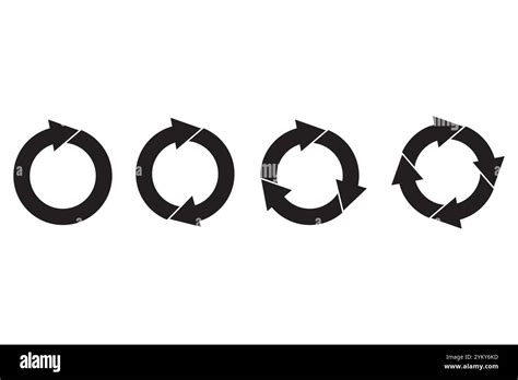 Circular Process Set Rotating Arrow Icons Black Cycle Symbols Vector Graphic Stock Vector
